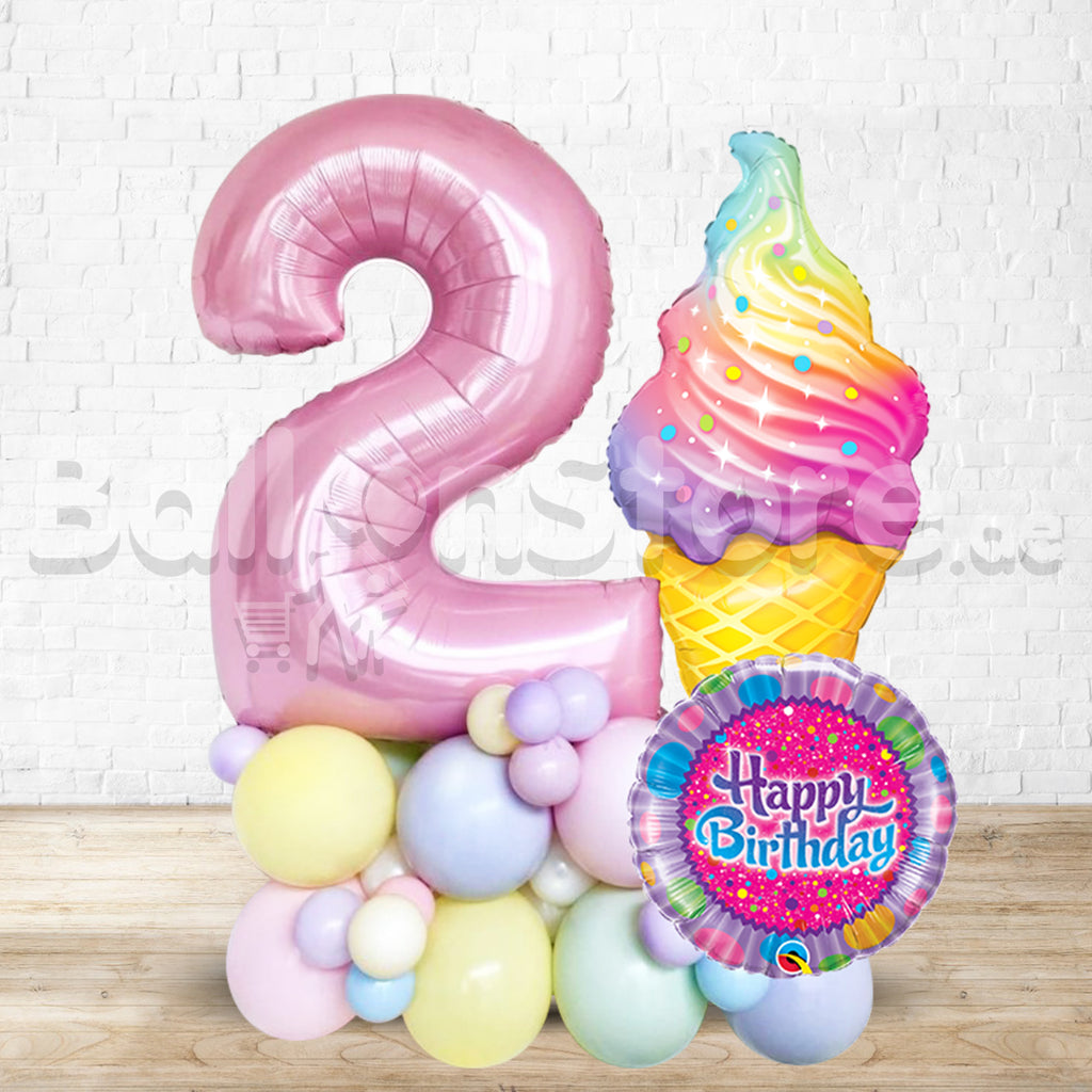 Any Number Sweet & ICeCream Pastel Birthday Balloon Arrangement
