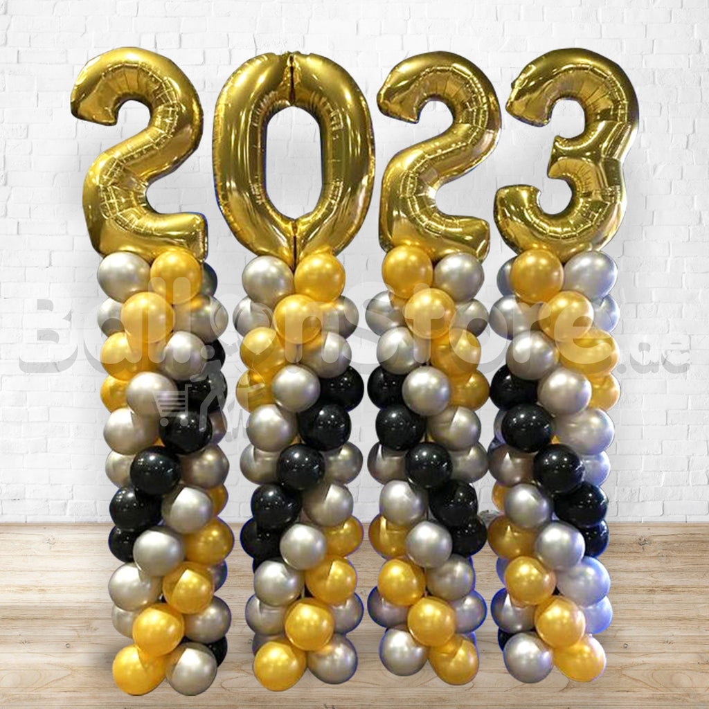 Classic Standard Balloon Pillar with Single Jumbo Number as topper PRE