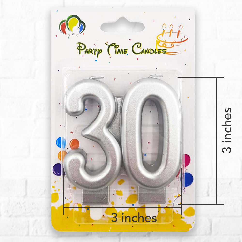 Number 30 Candle SILVER