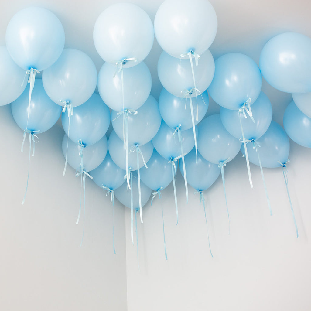 Baby Blue Helium Balloons - 25count Additional Cost for Satin Ribbon
