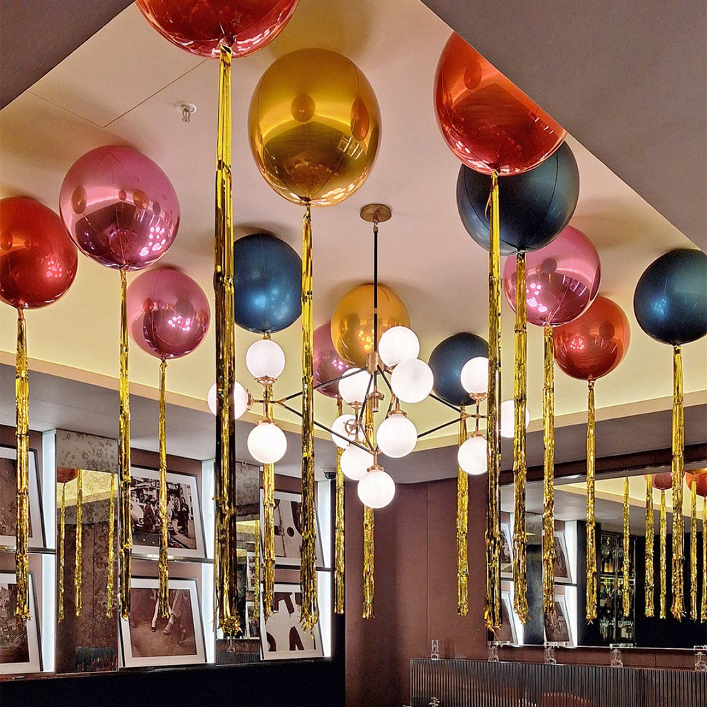 Colorful Orbz Foil Helium Balloons - Mylar Balloons with Curtain Fring