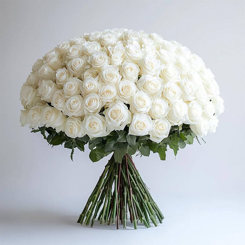 Love as Pure as You White Roses Fresh Flower Hand Bouquet - Dubai Vale