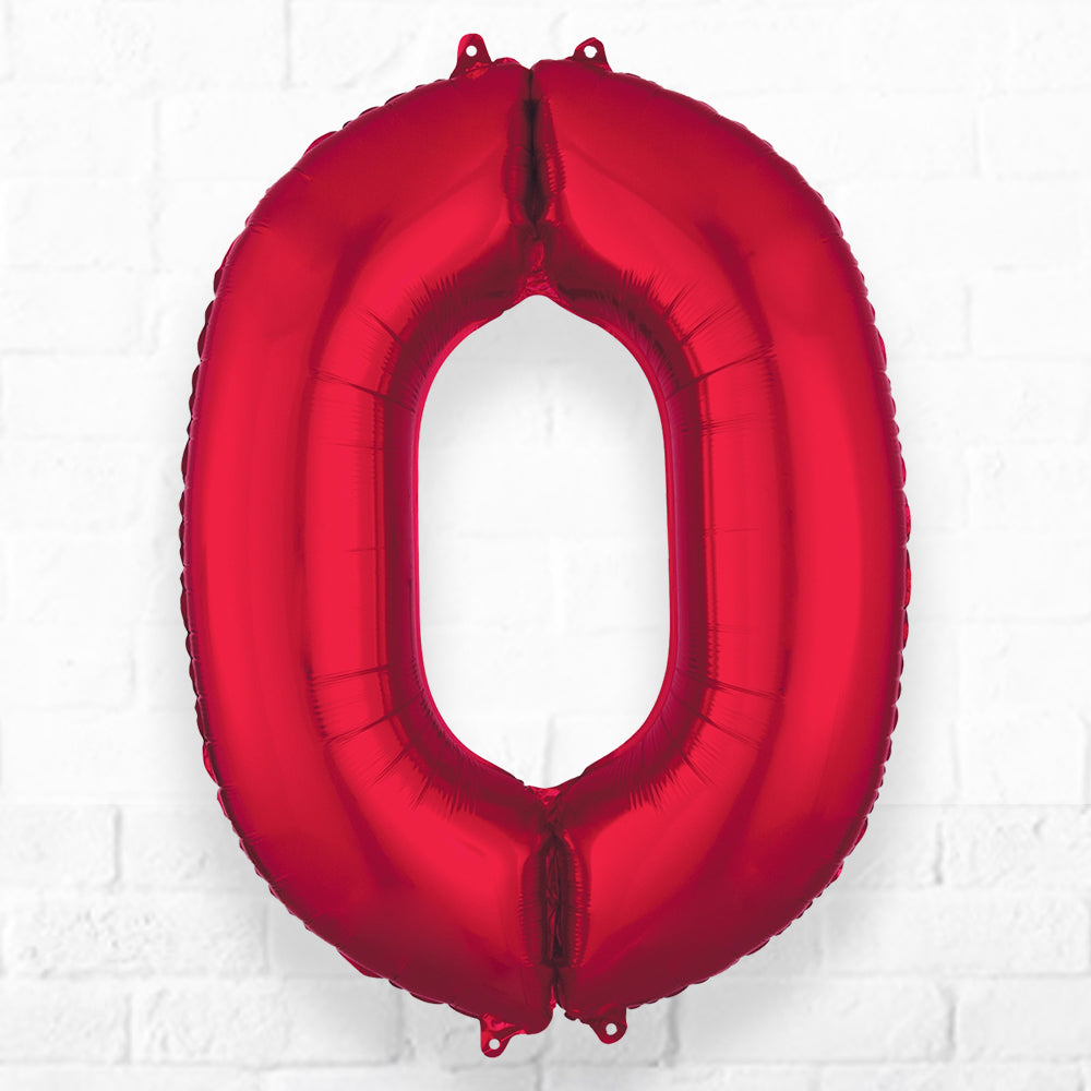 Number Foil Number Zero Red - Helium Filled