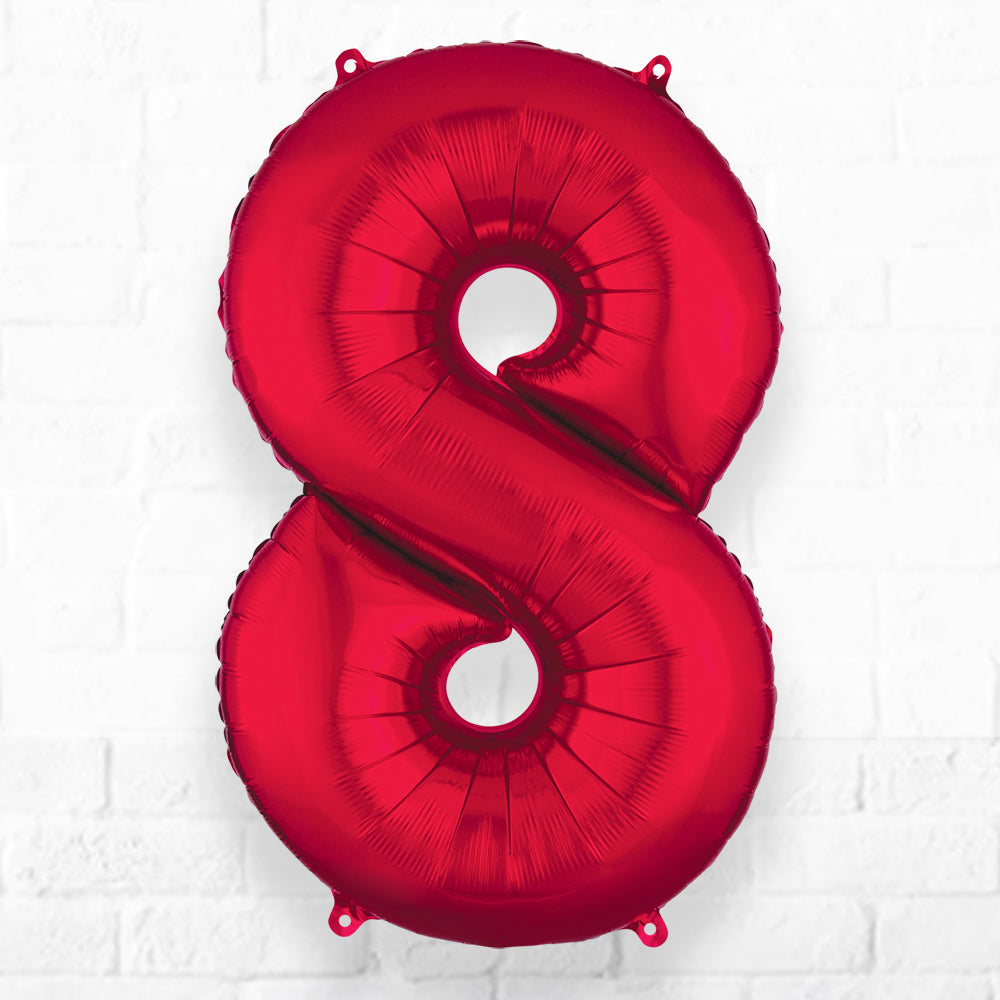 Number Foil Number Eight Red - Helium Filled