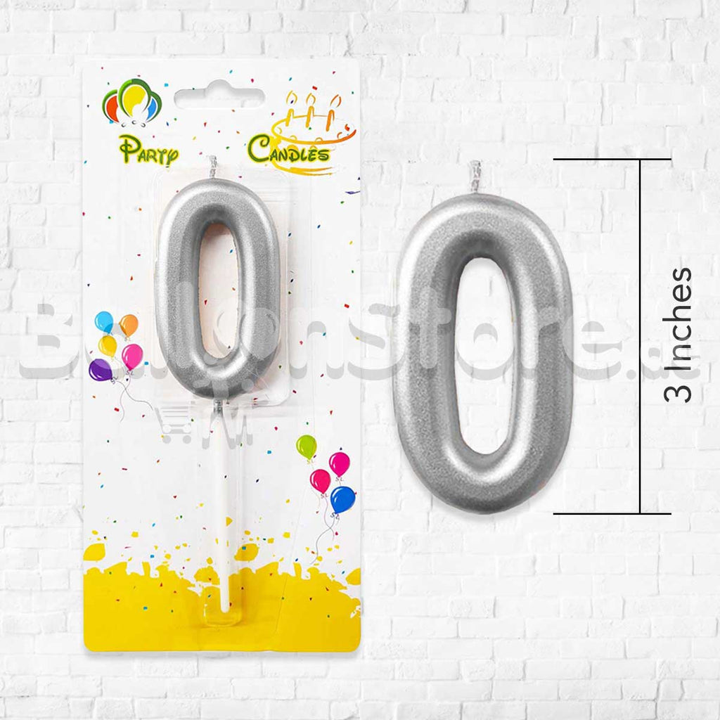 Silver Number Party Candles - PLEASE SELECT NUMBER